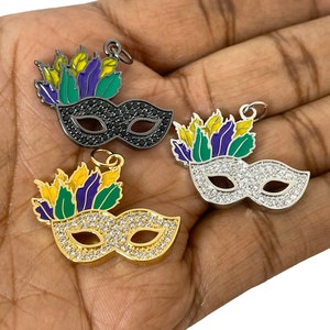Mask Charm Masquerade Pendant Cubic Zirconia Jewelry Making Parade ...