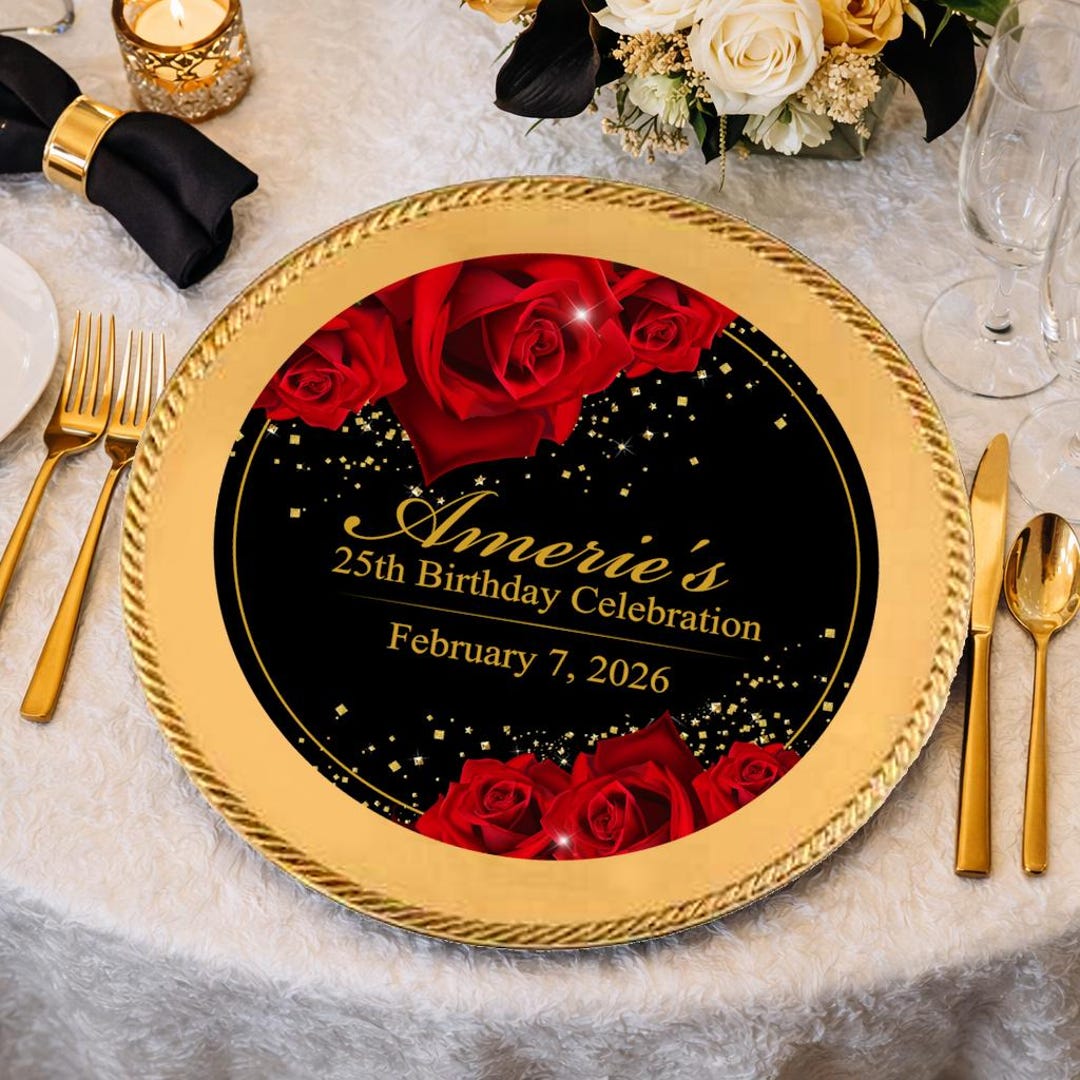 Black and Red Charger Insert, Adult Birthday Party Decor - Etsy