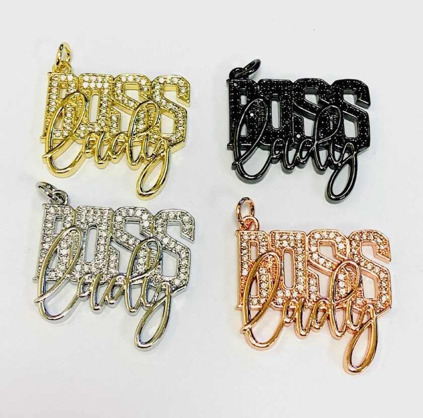 Boss Lady Cursive Word Charm CZ Micro Pave Boss Lady Charm - Etsy