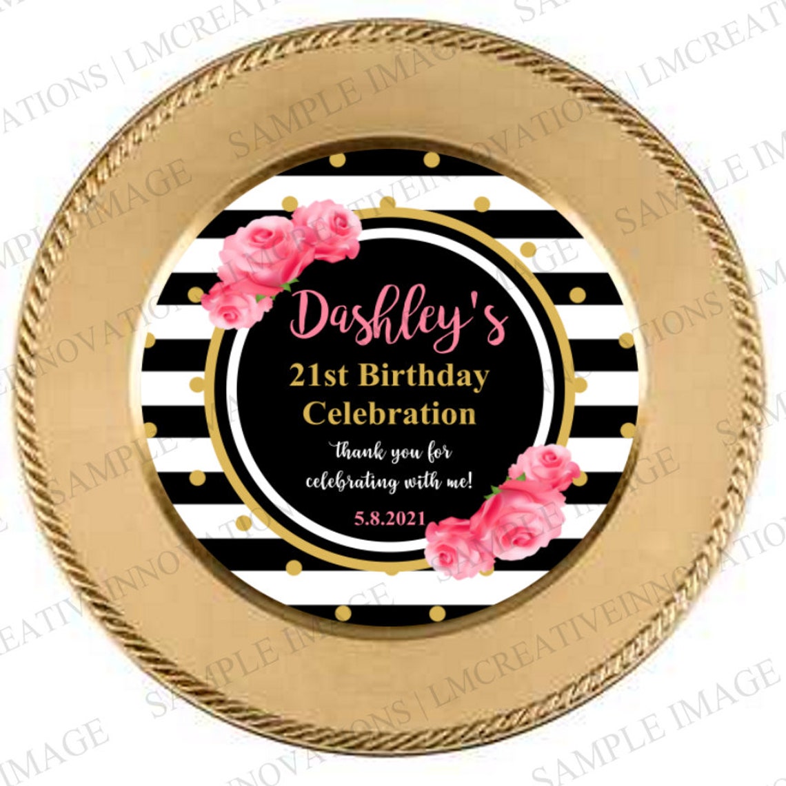 Black and White Charger Plate Insert, Birthday Party Favors, Baby ...