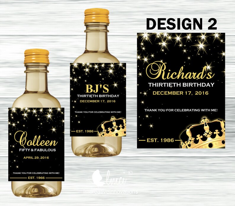 Black and Gold Wine Bottle Labels Mini Wine Labels - Etsy
