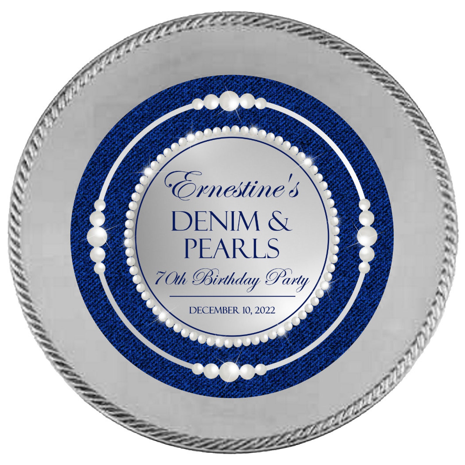 Denim Charger Plate Insert Denim and Diamonds Birthday Denim - Etsy