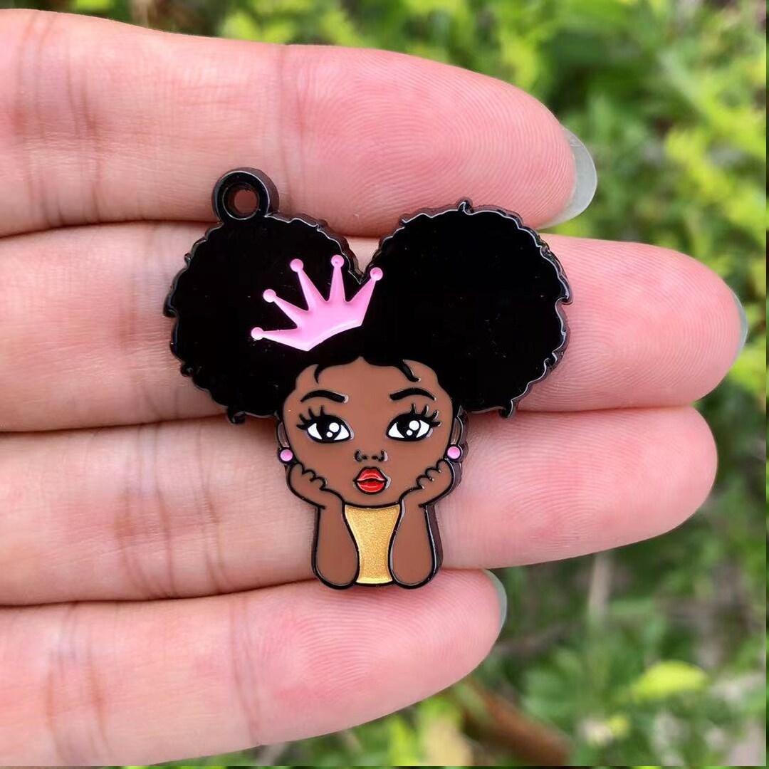 Brown Girl Charm, Little Girl Charm, Princess Charm, Alloy Enamel ...