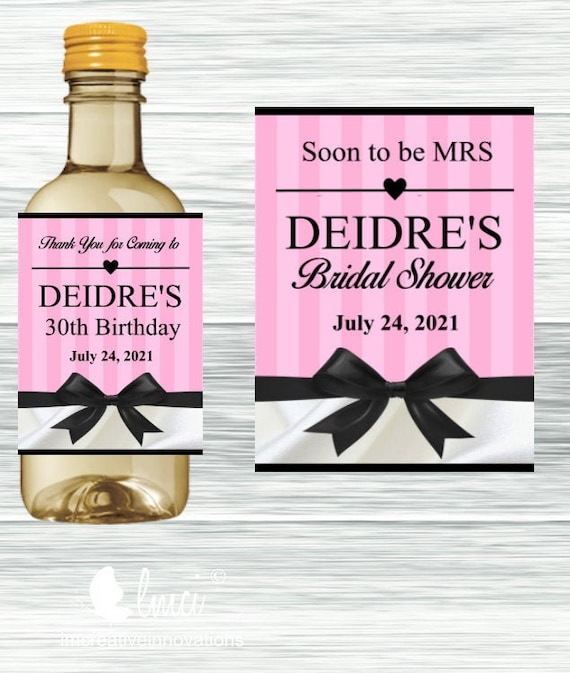 Pink Wine Bottle Labels Pink and Black Labels Champagne | Etsy