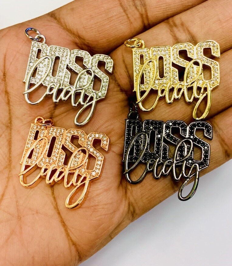 Boss Lady Cursive Word Charm CZ Micro Pave Boss Lady Charm - Etsy