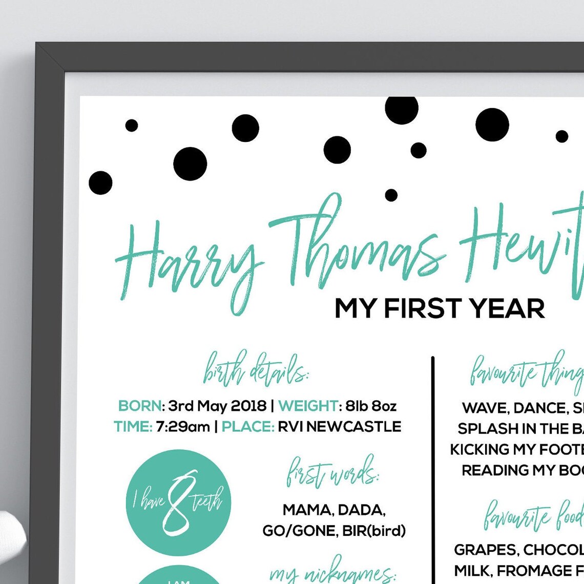 My First Year Print, First Year Print, Milestone Print, First Birthday ...