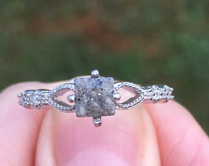 Cremation Ring Pet Ash Ring Petite Princess Cut Ring - Etsy