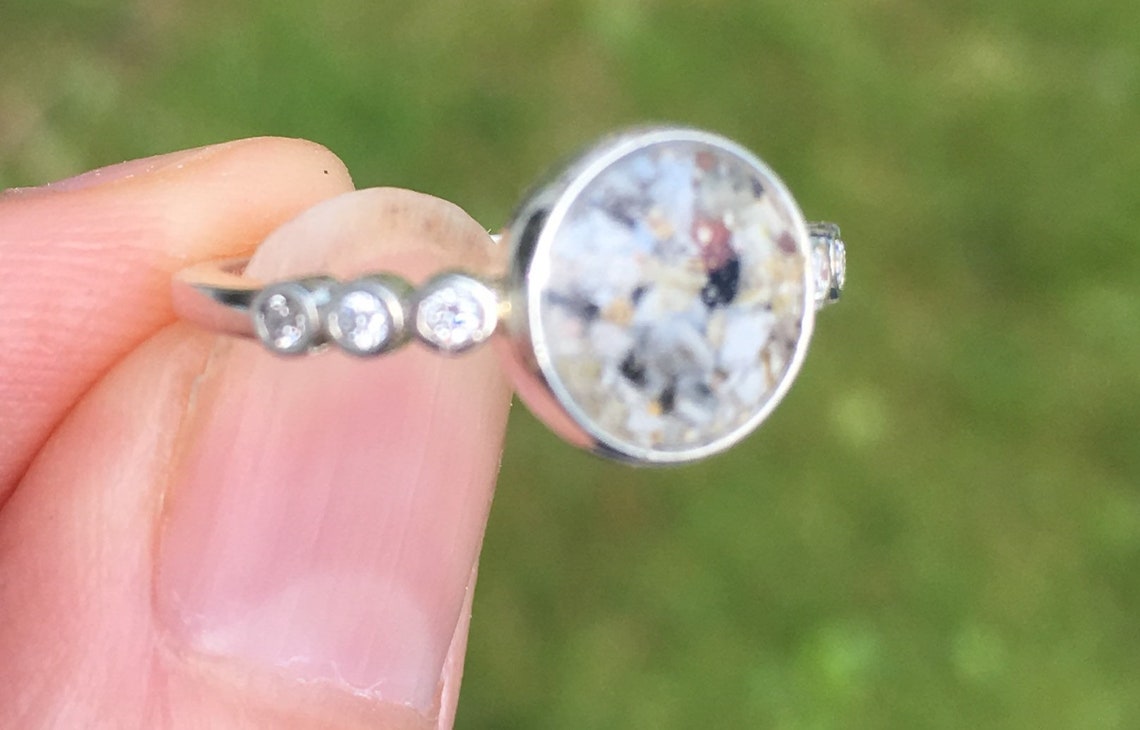 Cremation Ring Diamond Accent Ring Sterling Ring Pet Ashes | Etsy