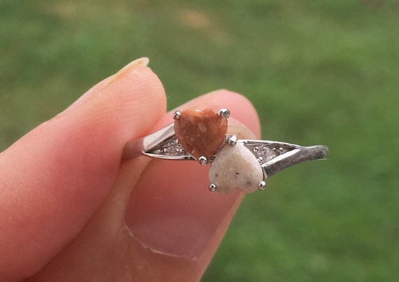 Cremation Ring Dual Heart Pet Ash Ring Sterling Ring Pet - Etsy