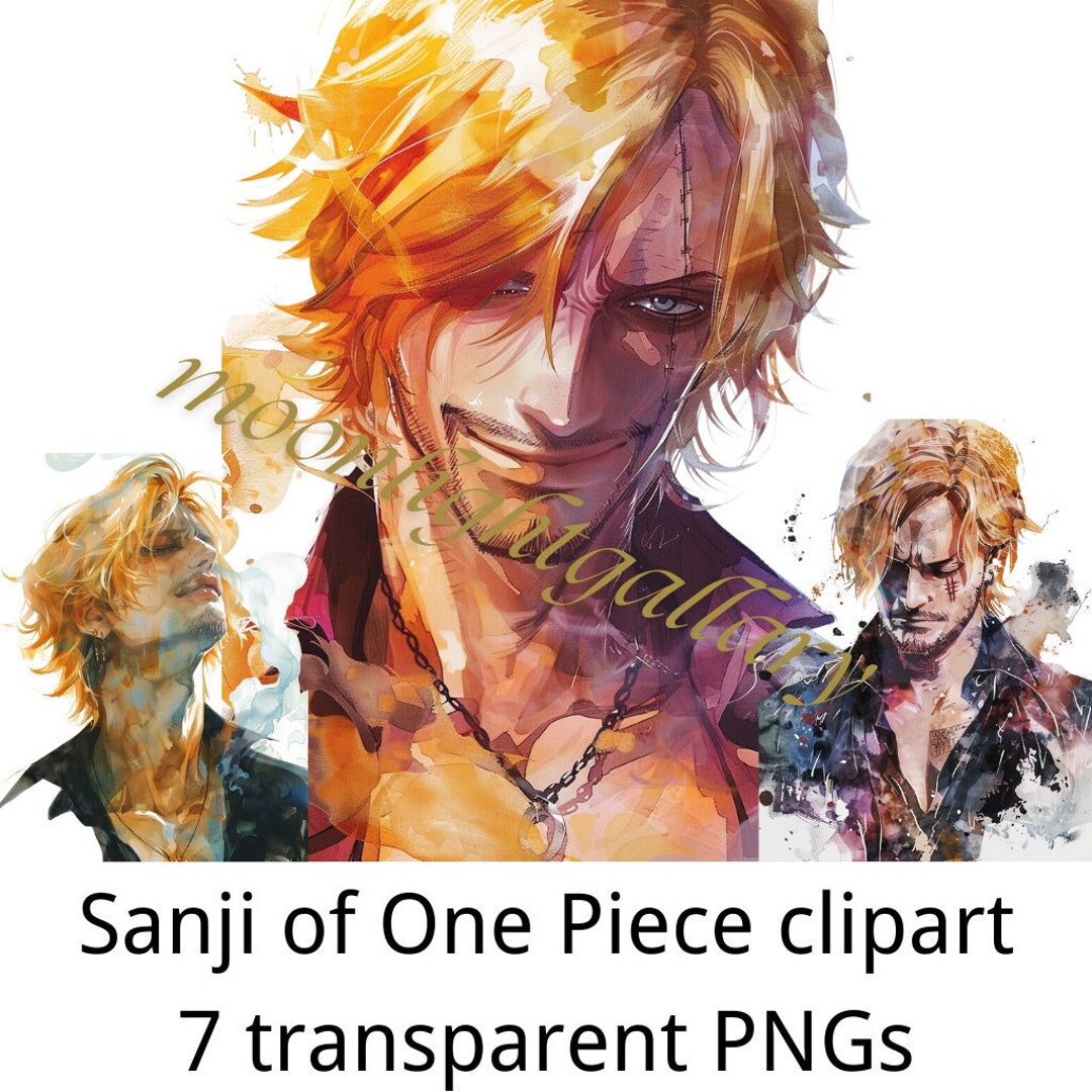 One Piece Sanji Watercolor Clipart Bundle,7 Transparent Pngs,digital ...