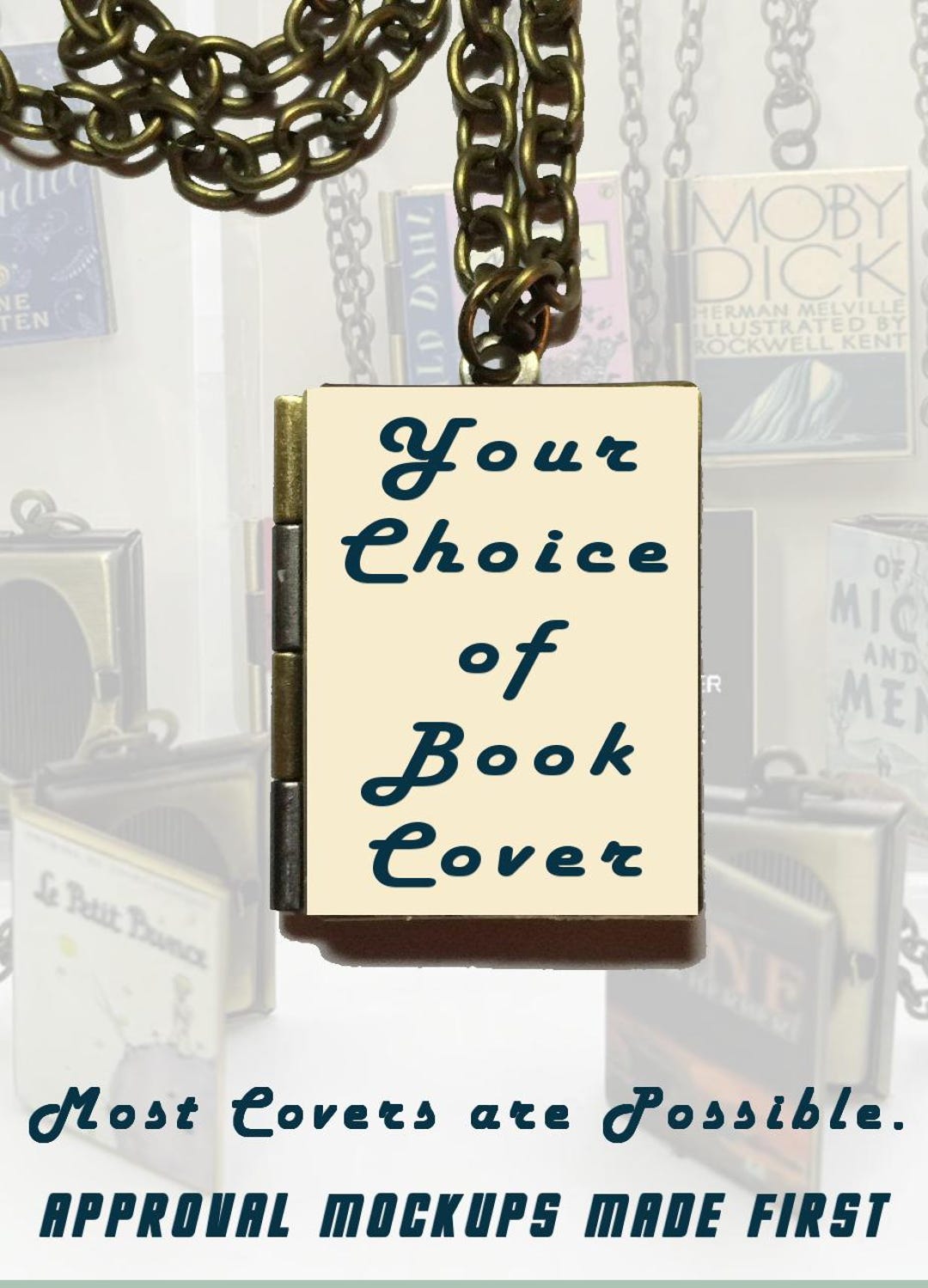 CUSTOM Book Cover Locket - Your Choice of Title. Unique Personal Gift ...