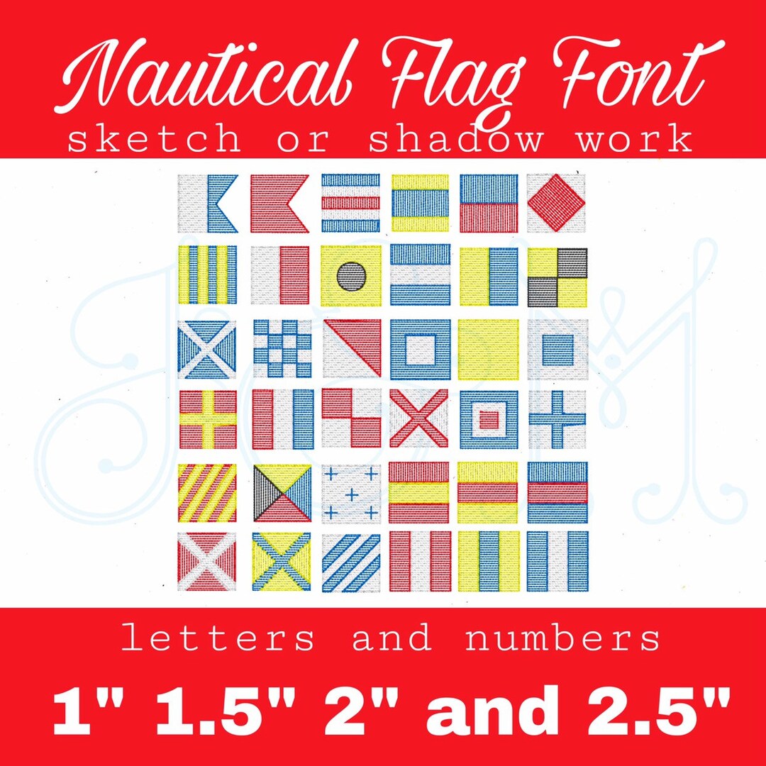 Nautical Flag Letters and Numbers Sketch Fill or Shadow Bean Stich ...