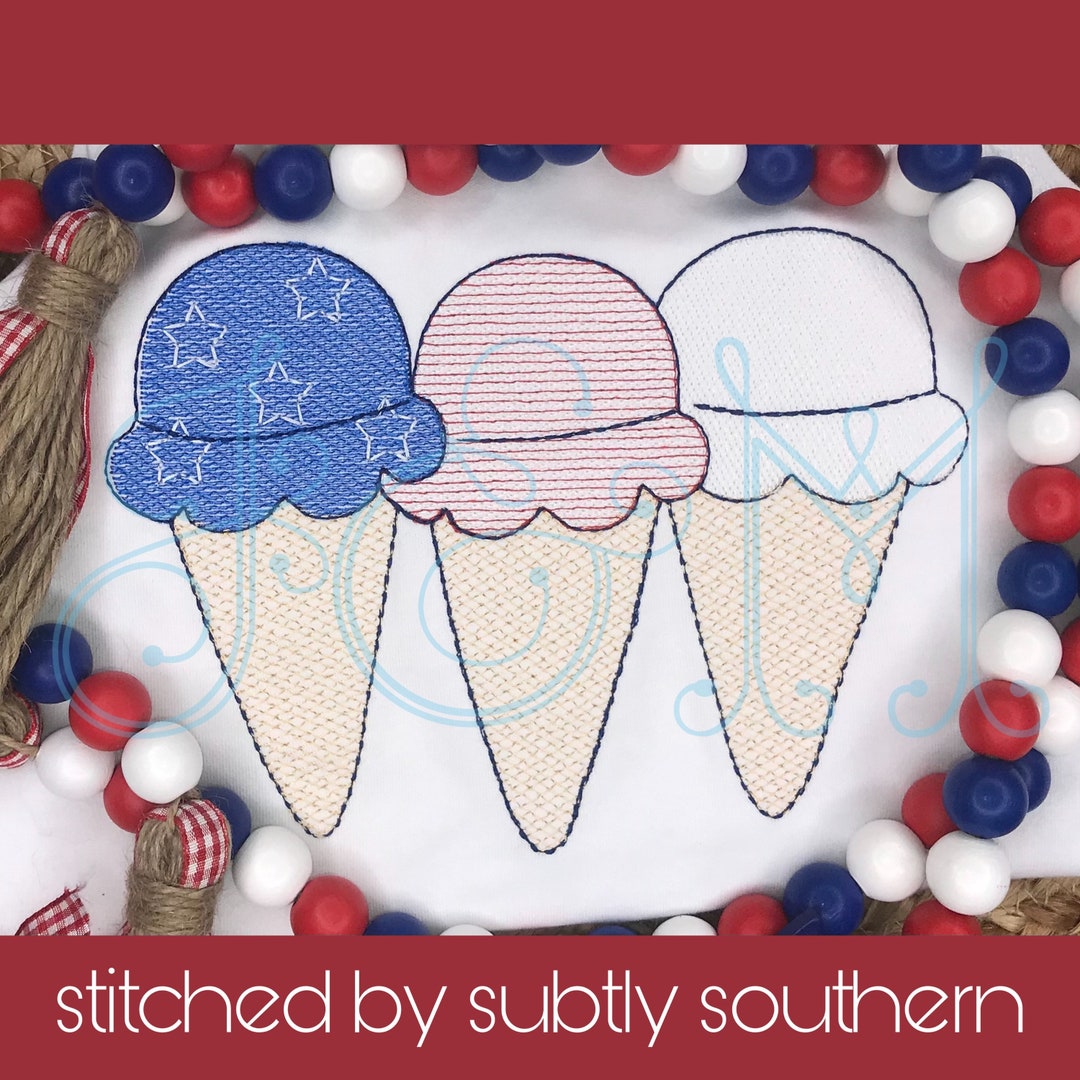 Patriotic July Fourth Ice Cream Cone Trio Bundle of Three With Stars ...