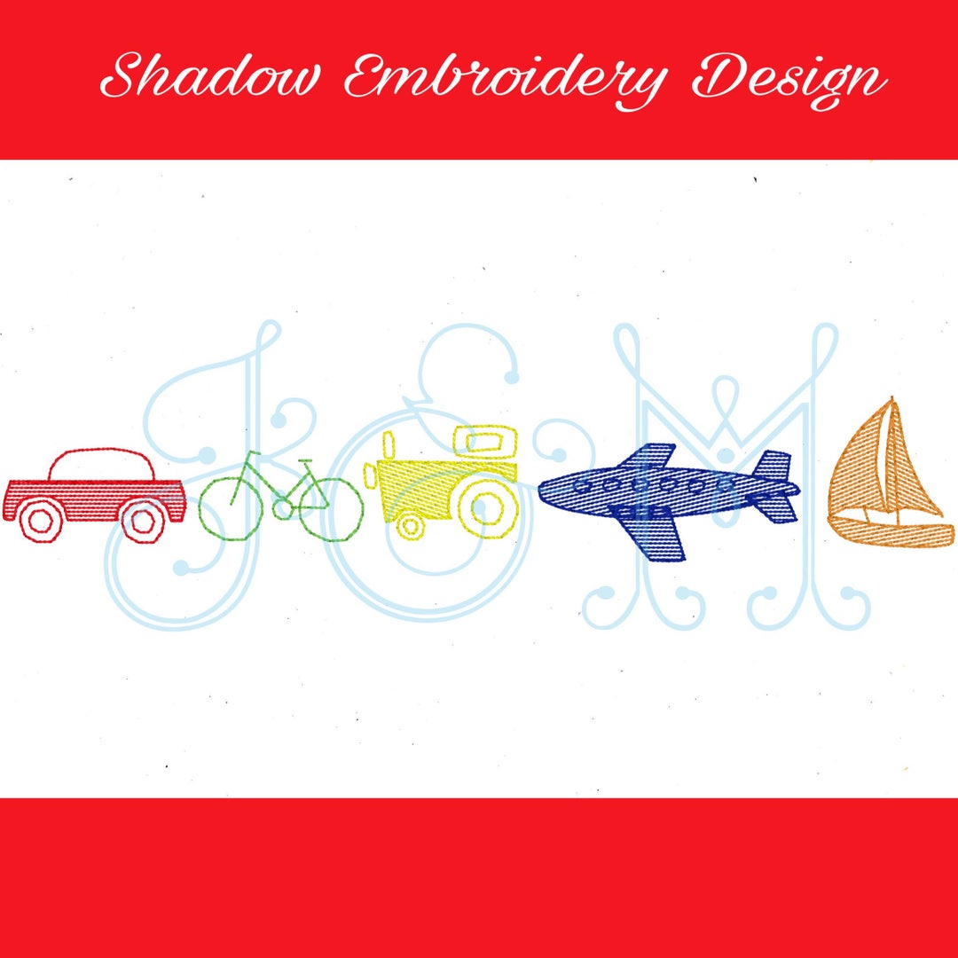 Transportation Vintage Stitch Shadow Work Line Embroidery Design - Etsy