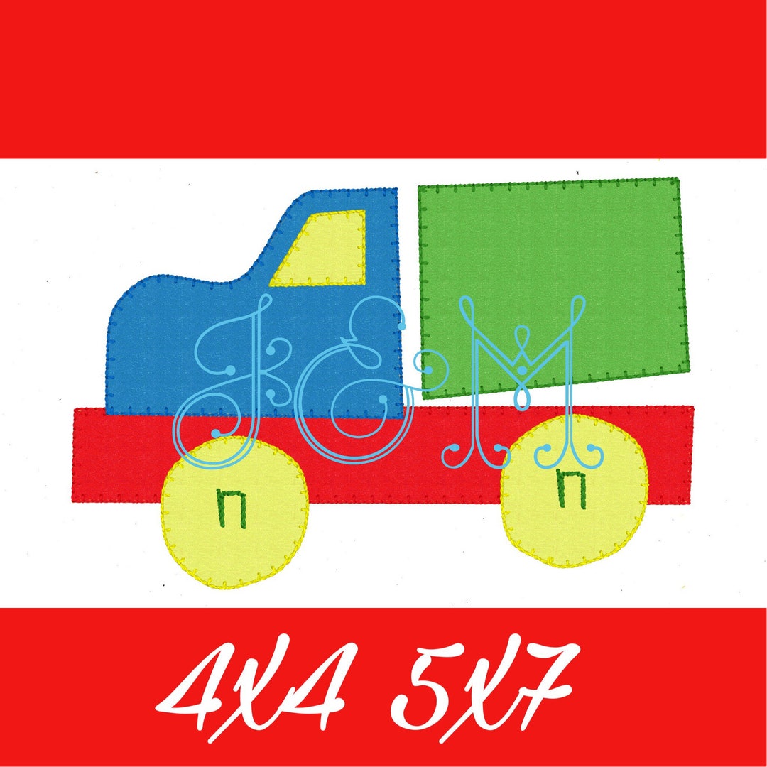 Button Truck Blanket Stitch Applique Vintage Style Machine Embroidery ...