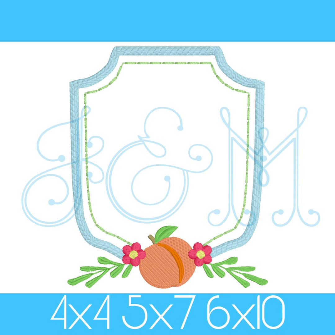 Classic Peach and Vine Monogram Frame Crest Vintage Style Machine ...
