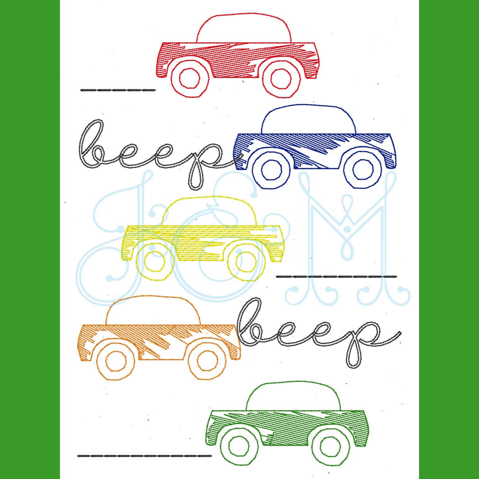 Beep Beep Car Vintage Stitch Sketch Line Embroidery Design - Etsy