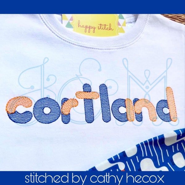 Sketch Outline Bubble Embroidery Font - Etsy