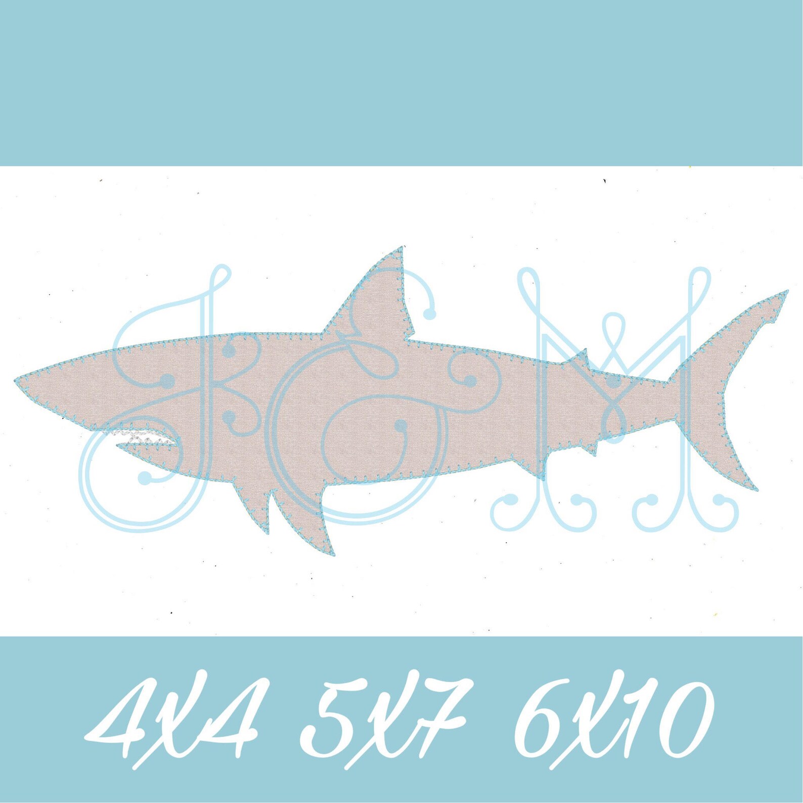 Stitchy Shark Vintage Stitch Blanket Stitch Applique | Etsy