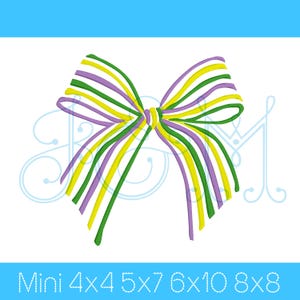 Three Color Striped Bow Abstract Long Tail Bow Satin Stitch Vintage ...