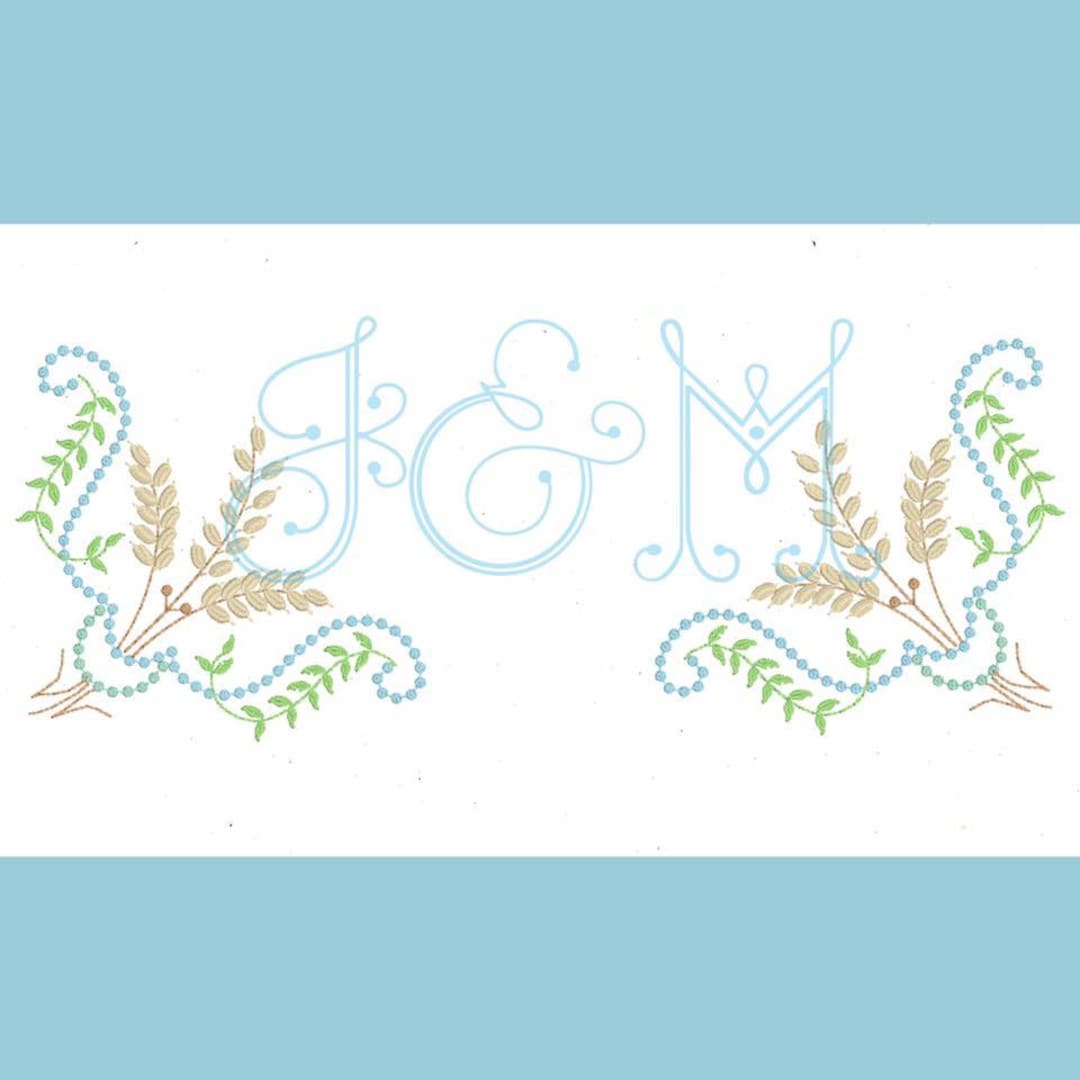 Wheat Heirloom Monogram Frame Border Swag Vintage Style Machine ...