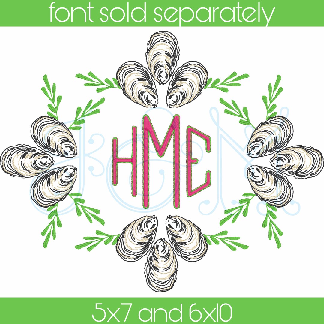 Oyster and Greenery Monogram Frame Border Bean Stitch Quick Stitch ...