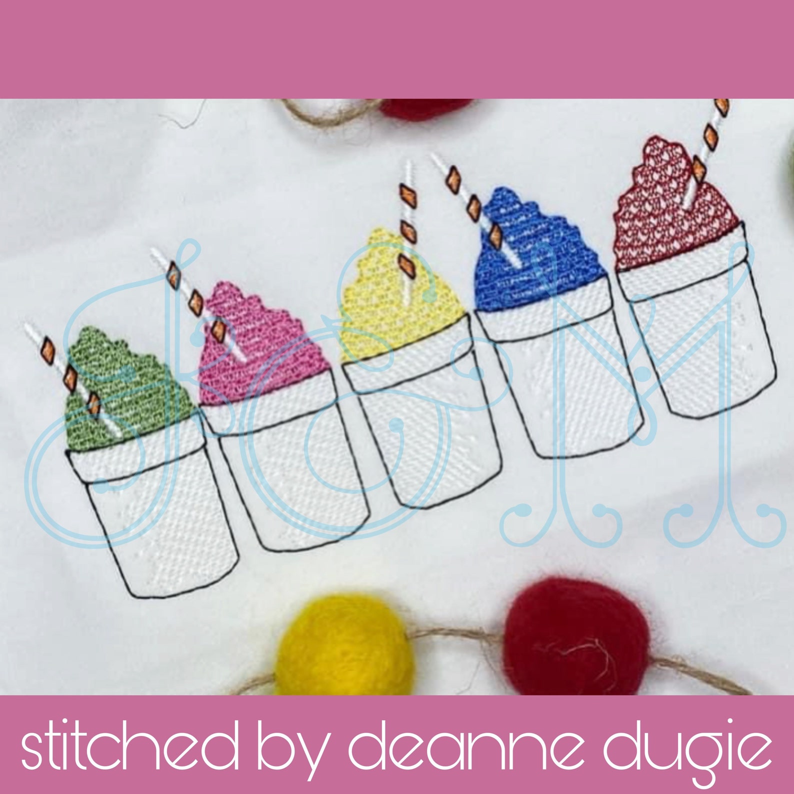 New Orleans Style Snow Ball Line of 5 Snow Cone Motif Design Vintage ...