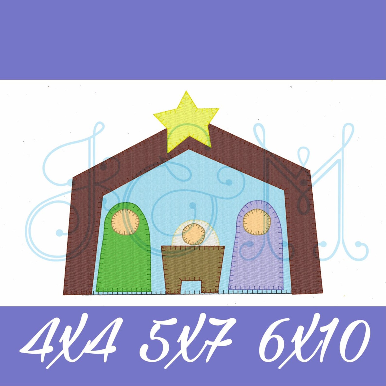 Simple Nativity Manger Christmas Scene Blanket Stitch Applique - Etsy