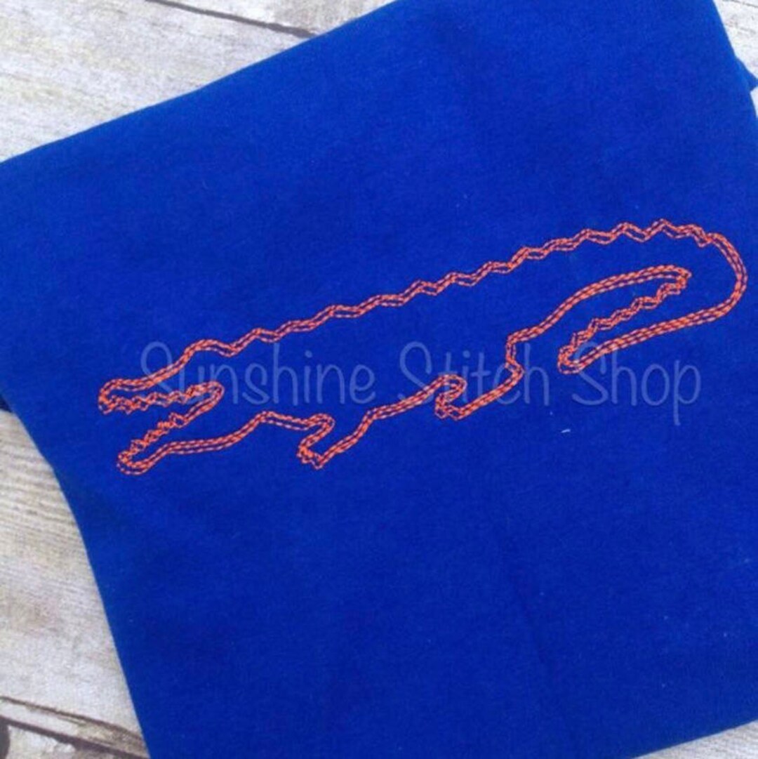 Scribble Aligator Outline Embroidery Design - Gator - - Etsy