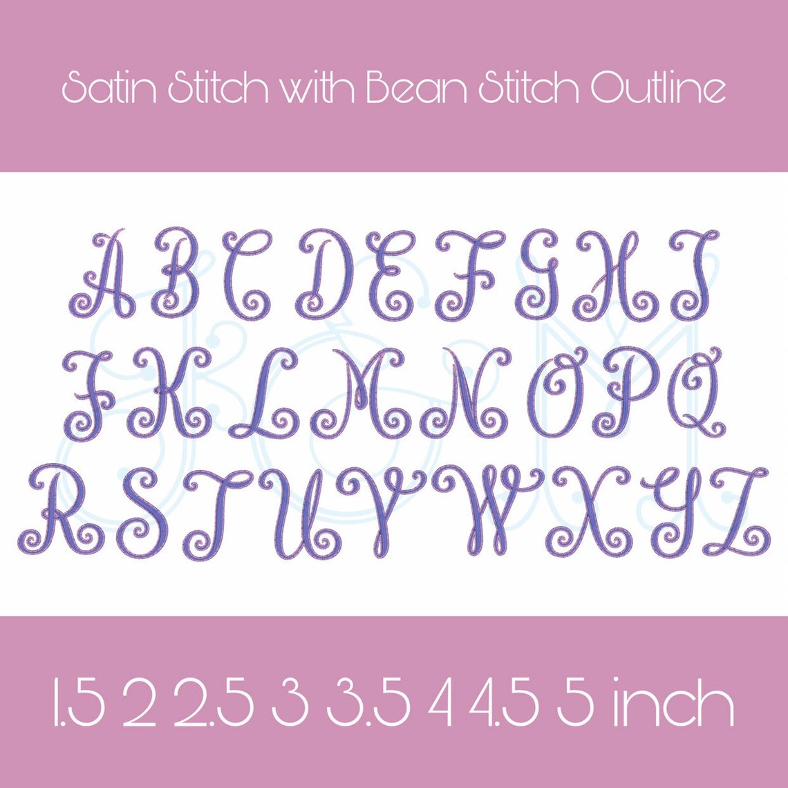 The Leigh Fancy Font - Curly Swirl Monogram - Satin Stitch With Bean ...