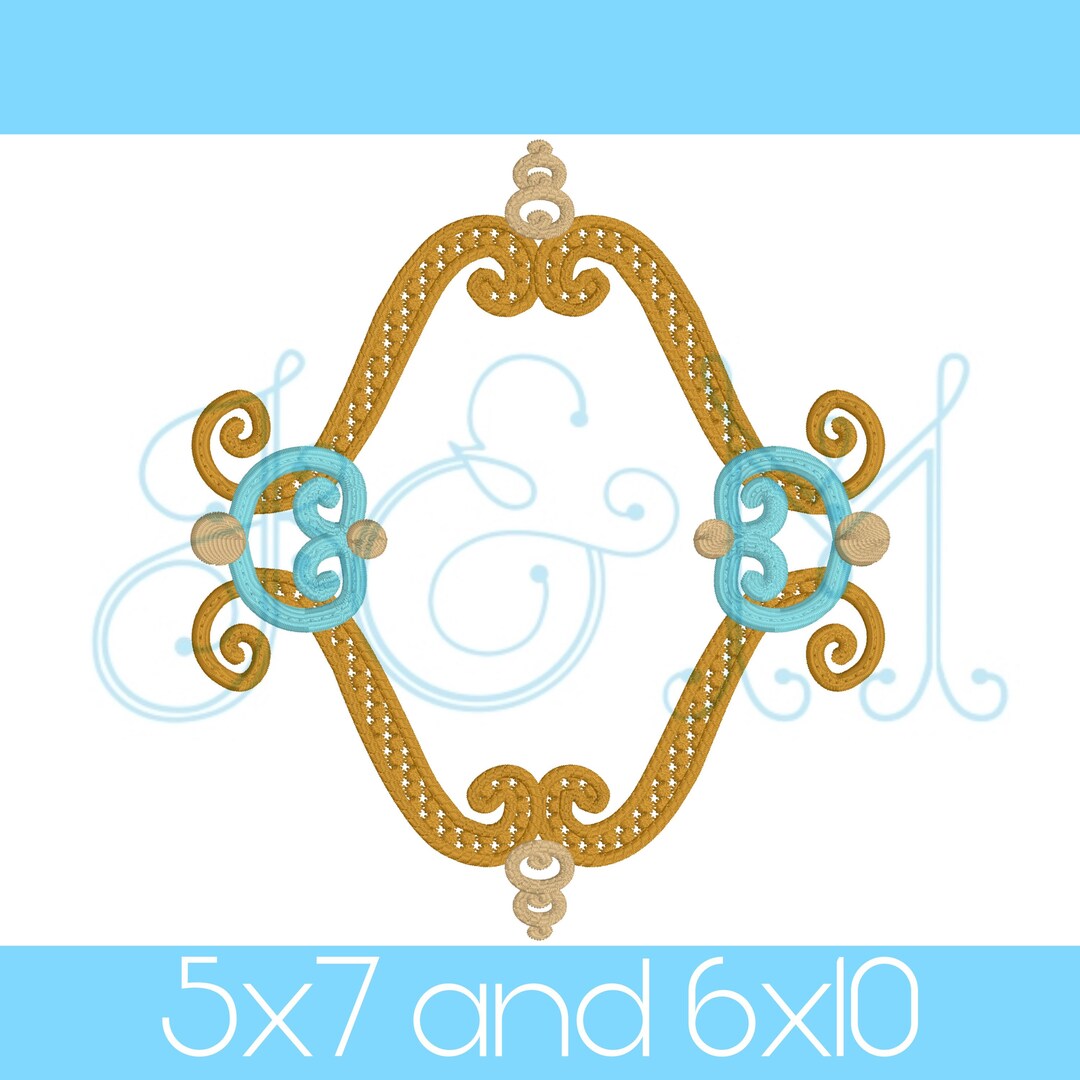 Fancy French Monogram Frame 2 Border Satin Stitch Motif Swirl Dot ...