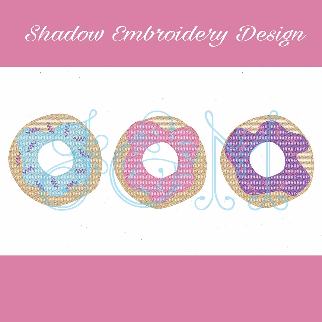 Shadow Donut Trio Vintage Style Blanket Stitch Applique Machine ...