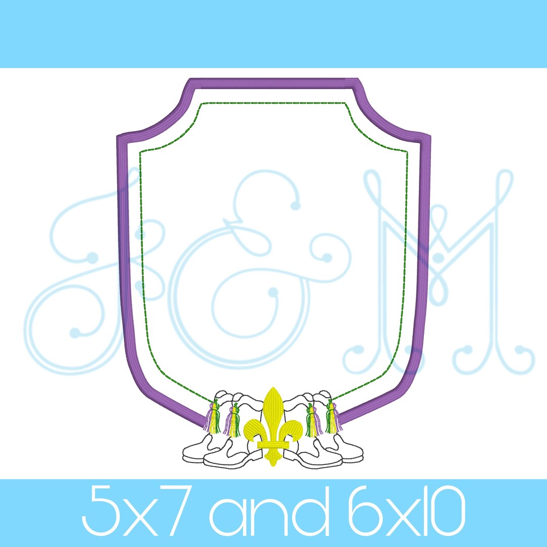 Mardi Gras Majorette Boot and Fleur De Lis Monogram Crest Frame Vintage ...