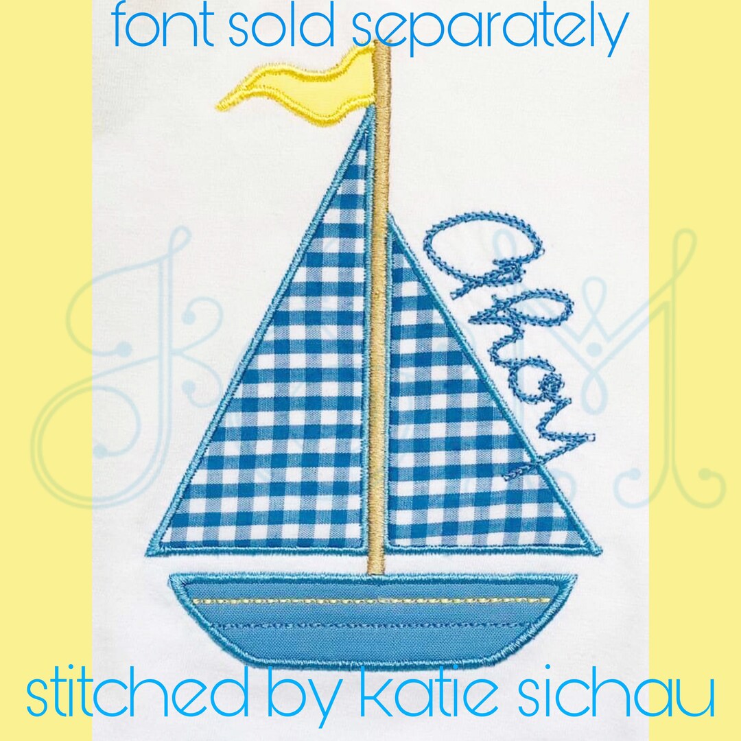 Classic Sailboat Classic Satin Stitch Applique Vintage Style Machine ...