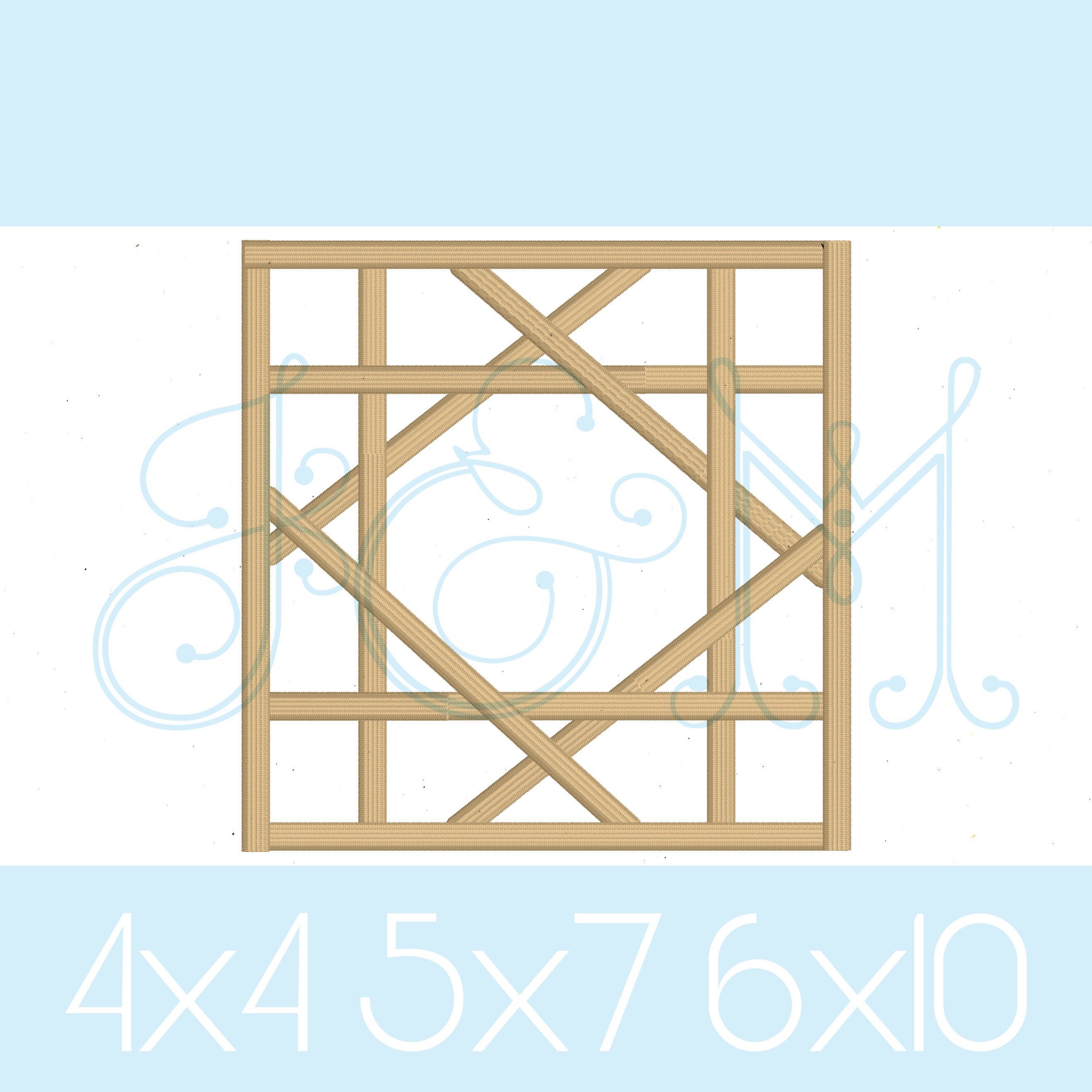 Cane Caning Bamboo Wicker Satin Stitch Monogram Frame Border Vintage ...