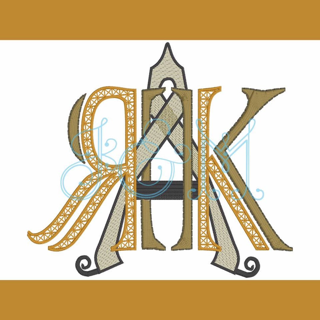 ARK Vintage Style Antique Monogram Machine Embroidery Design - Etsy