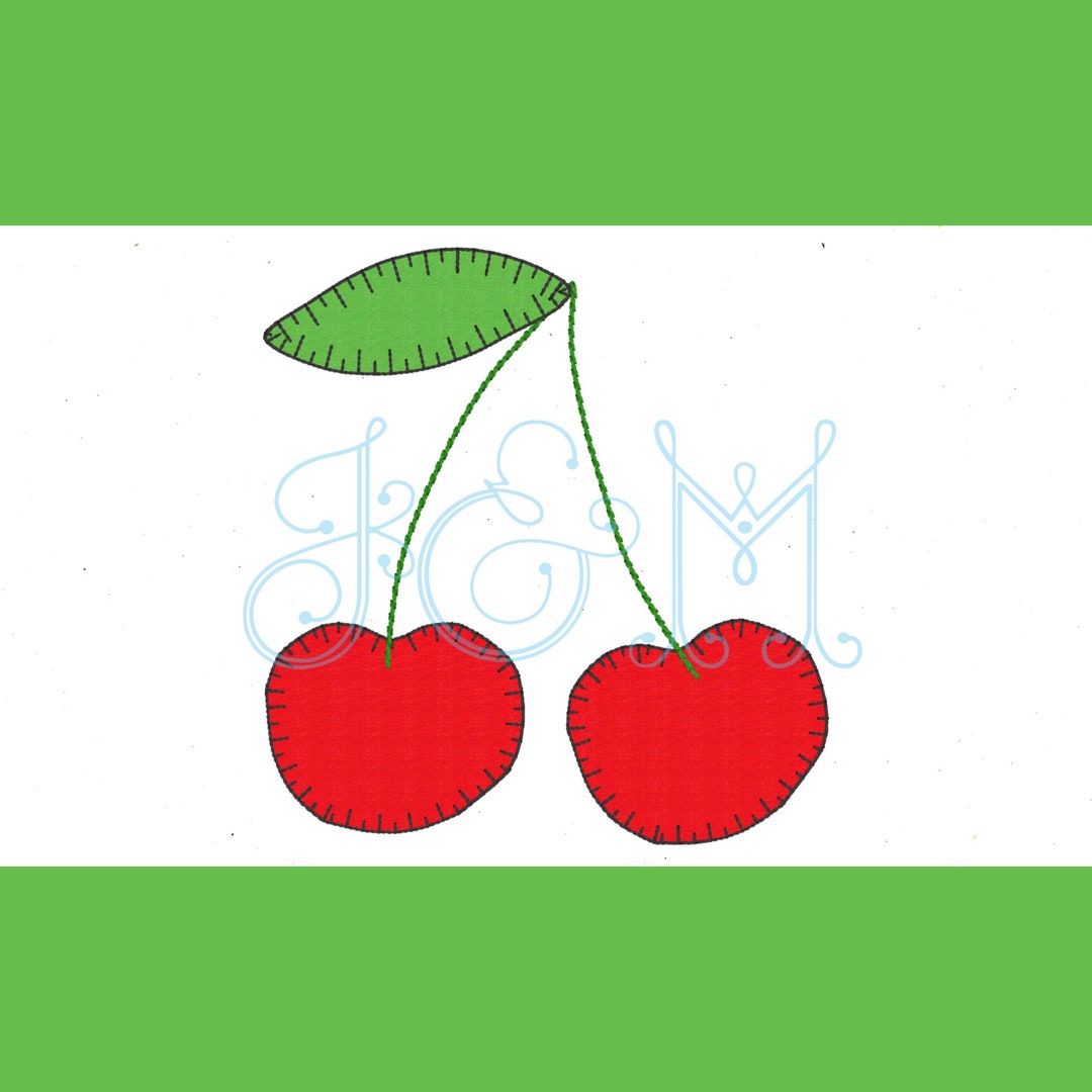 Cherry Cherries Blanket Stitch Applique Vintage Style Machine ...