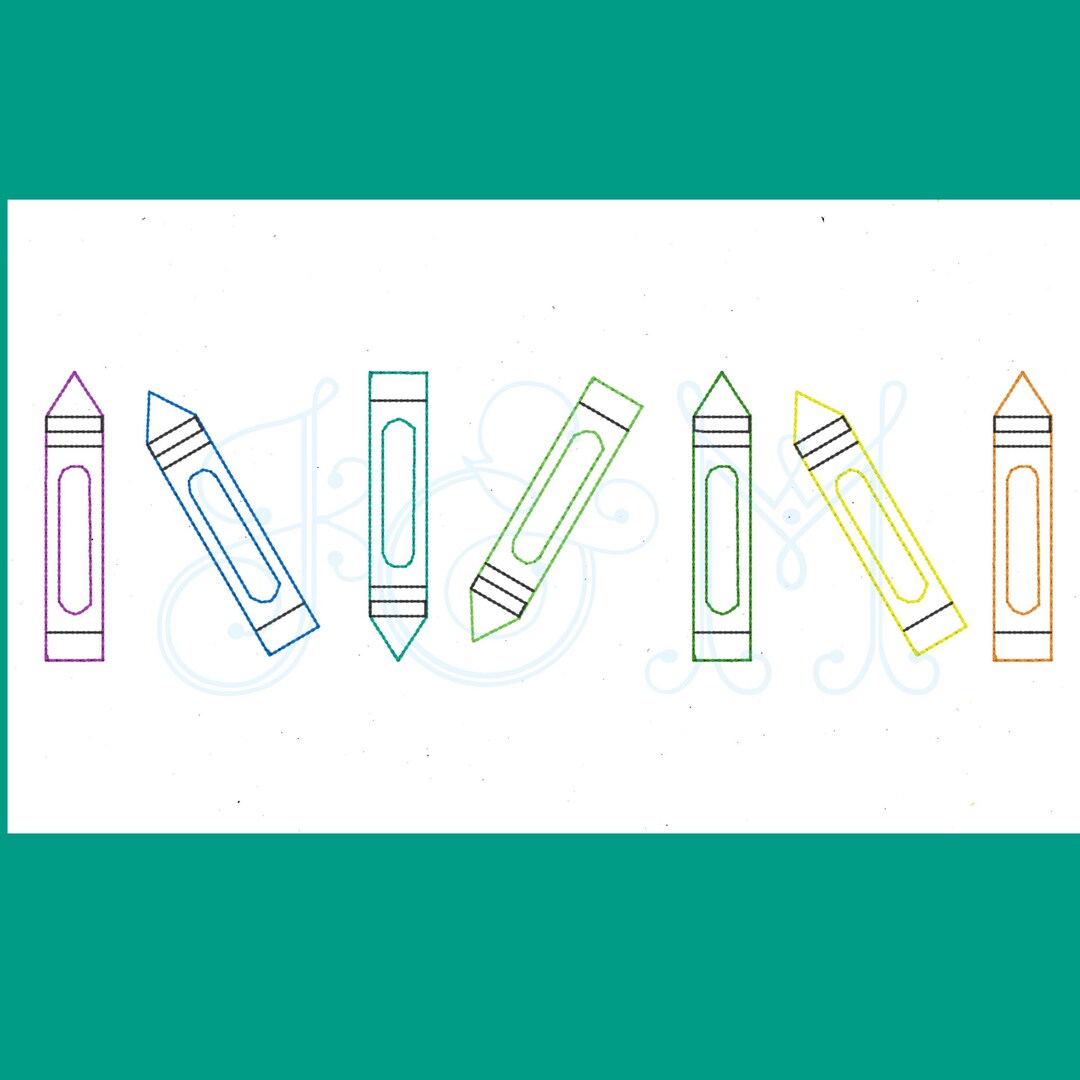 Crayon Line Sketch Outline Bean Stitch Vintage Style Machine Embroidery ...