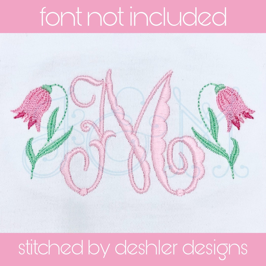 Floral Accent Tulip Accent Mini Fill Stitch and Satin Stitch Vintage ...