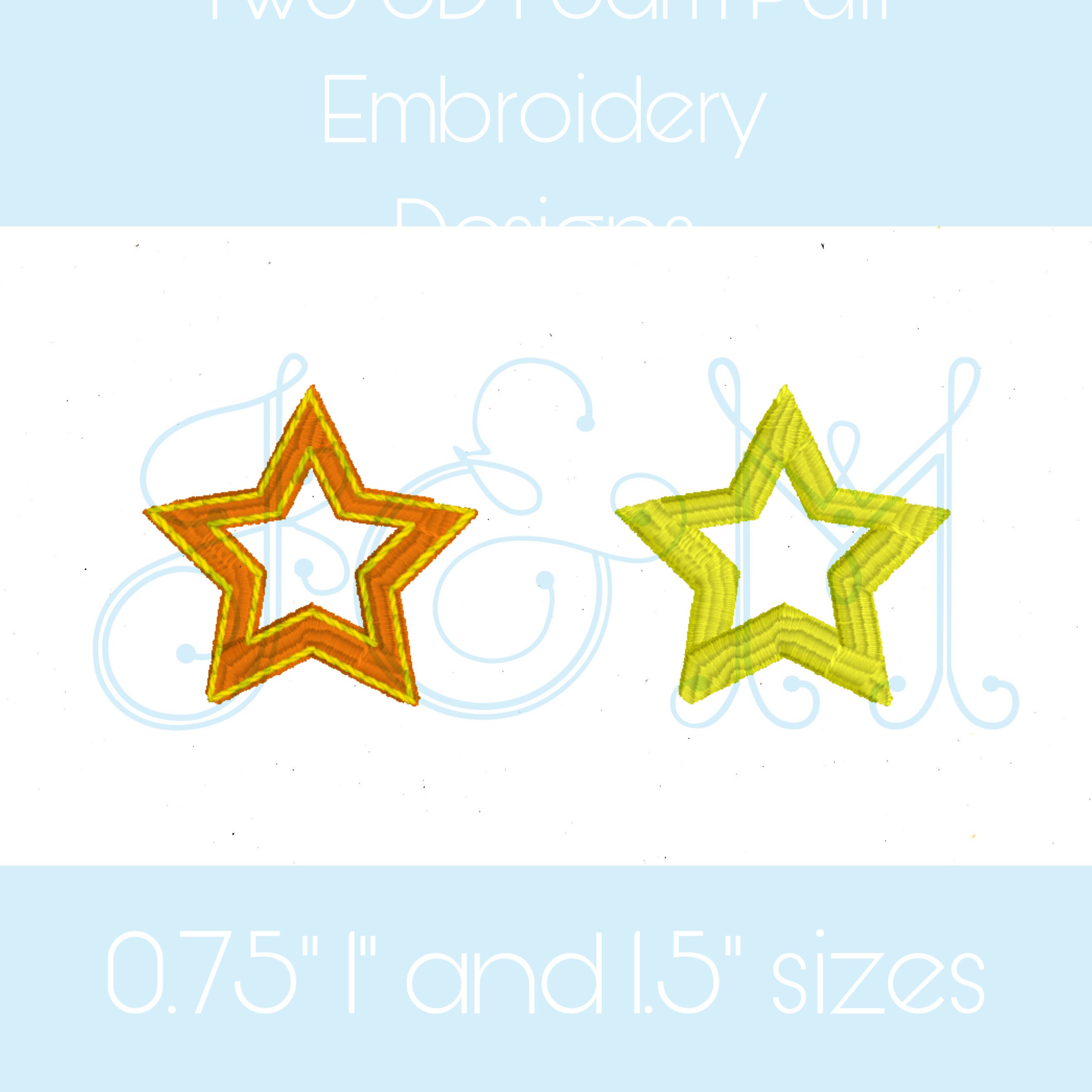 3D Puff Foam Star Mini Satin Stitch Monogram Add on Vintage Style ...