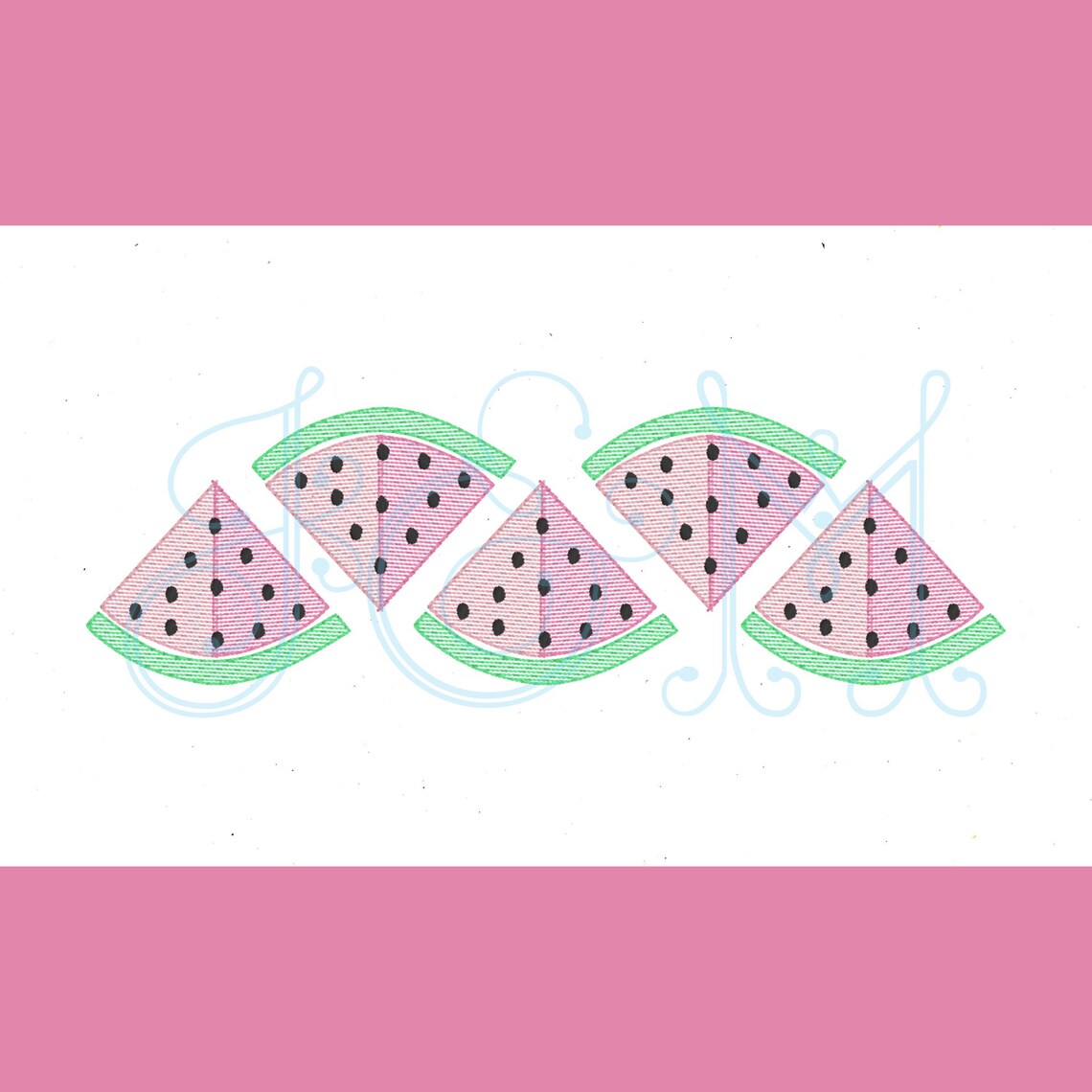 Watermelon Slice Line Border Two Tone Sketch Bean Stitch | Etsy