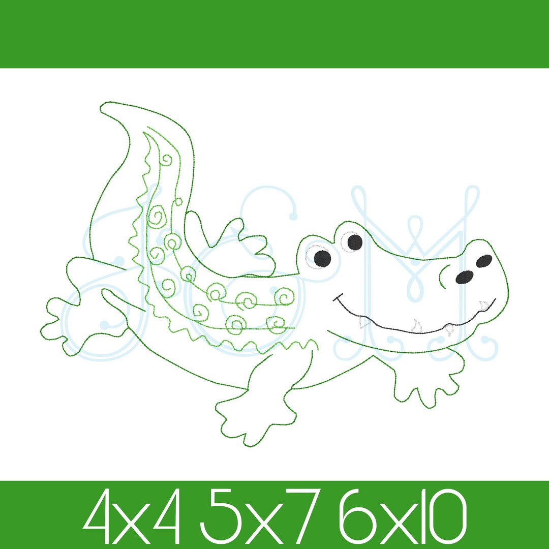 Funky Alligator Vintage Bean Running Quick Stitch Outline Vintage Style ...