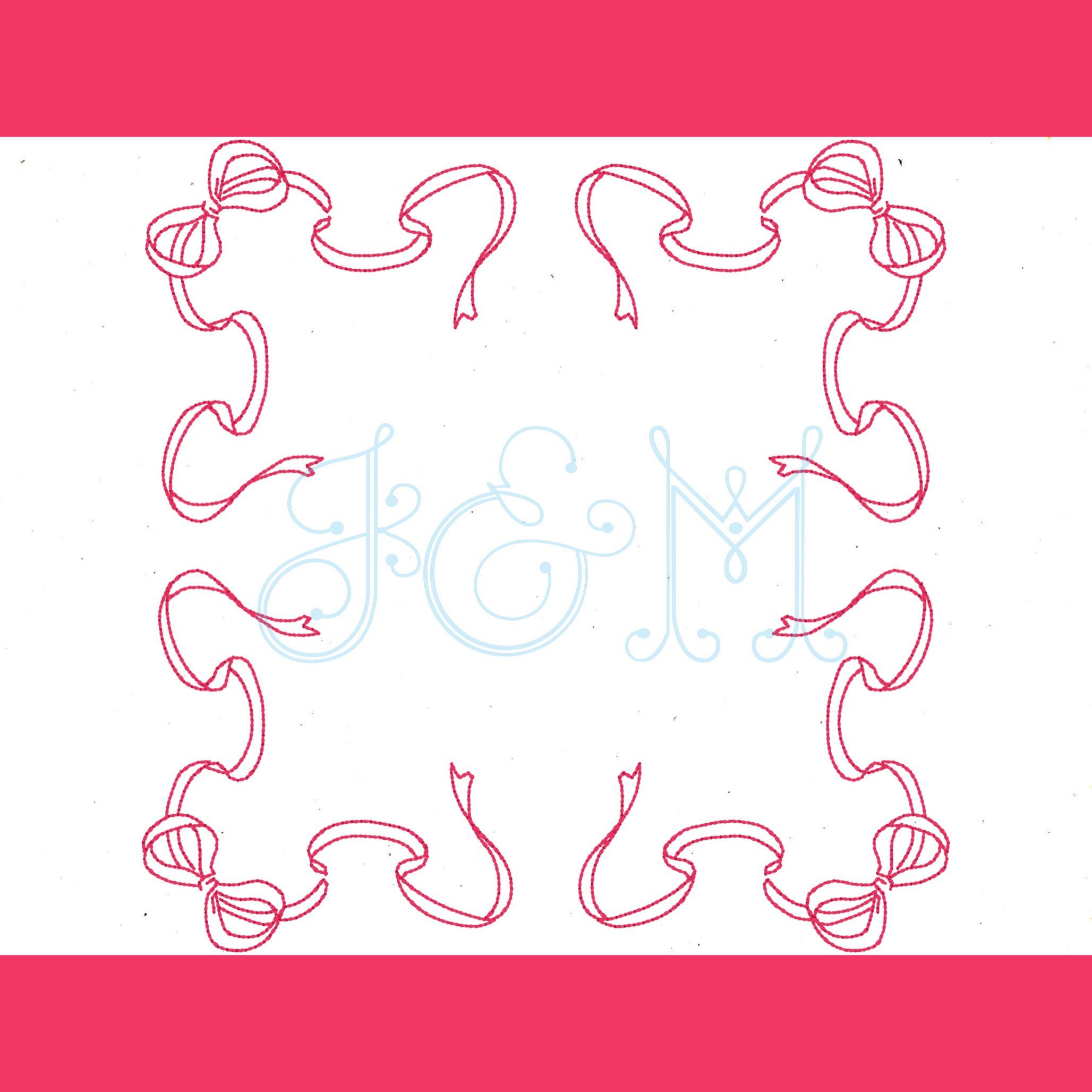 Heirloom Bow Square Monogram Frame Vintage Stitch Embroidery | Etsy