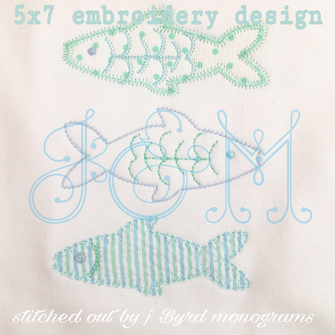 Three Fish Applique Embroidery Design - Etsy