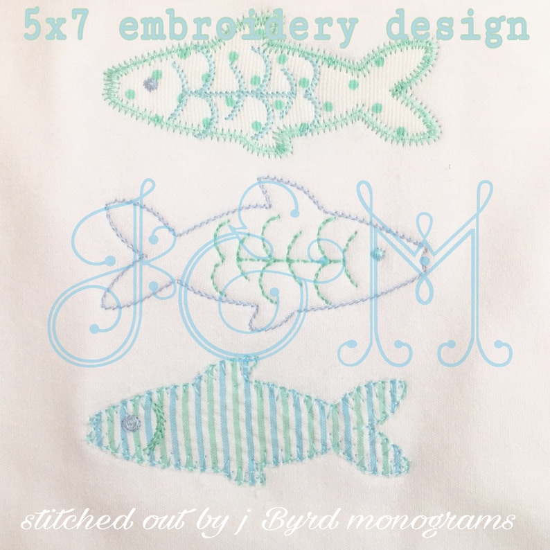 Three Fish Applique Embroidery Design - Etsy