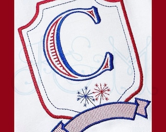 Sketch Fill Firecracker Monogram Frame With Vintage Stitch - Etsy