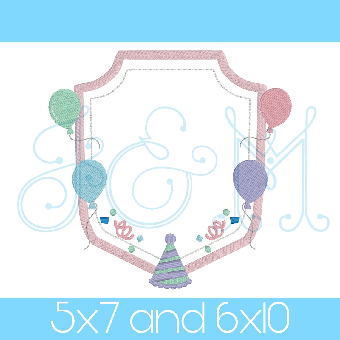 Birthday Party Monogram Crest Frame With Party Hat and - Etsy