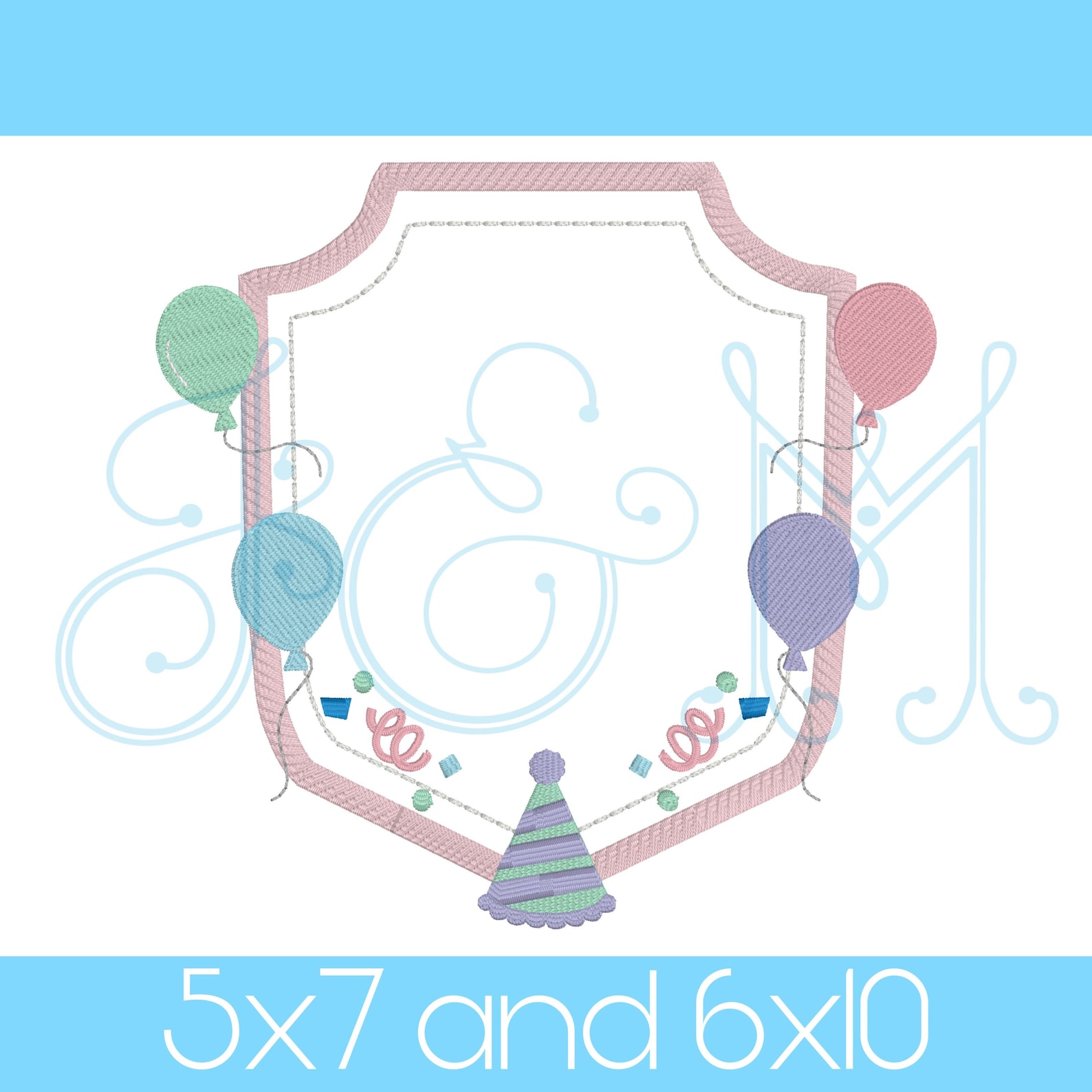 Birthday Party Monogram Crest Frame With Party Hat and - Etsy