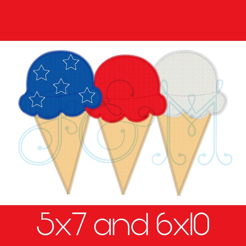 Patriotic July Fourth Ice Cream Cone Trio Bundle of Three With | Etsy