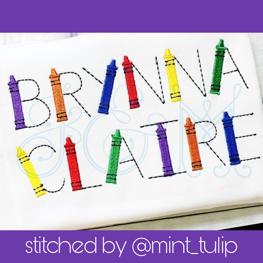Larger Sizes! Back to School Crayon Bean Stitch Font Vintage Style ...